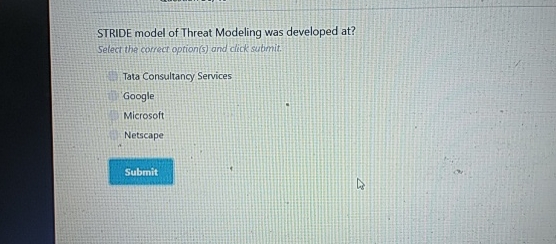 Solved STRIDE model of Threat Modeling was developed | Chegg.com