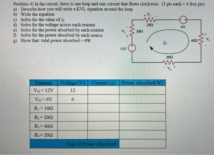 Solved Problem 4) In the circuit, there is one loop and one | Chegg.com