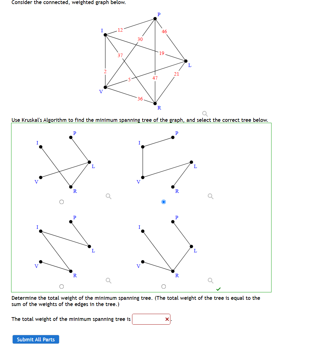 Consider the connected, weighted graph below. Use | Chegg.com