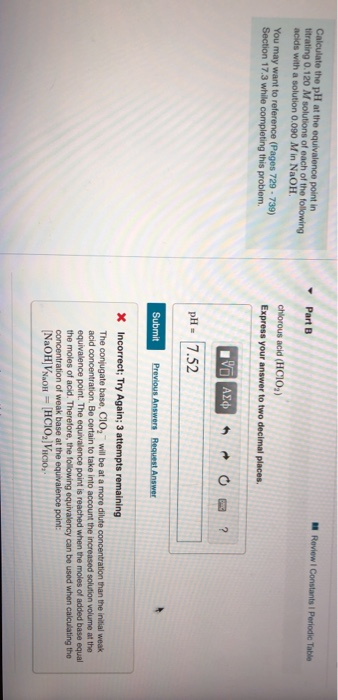 Solved Review I Constants Periodic Table Calculate the pH at | Chegg.com