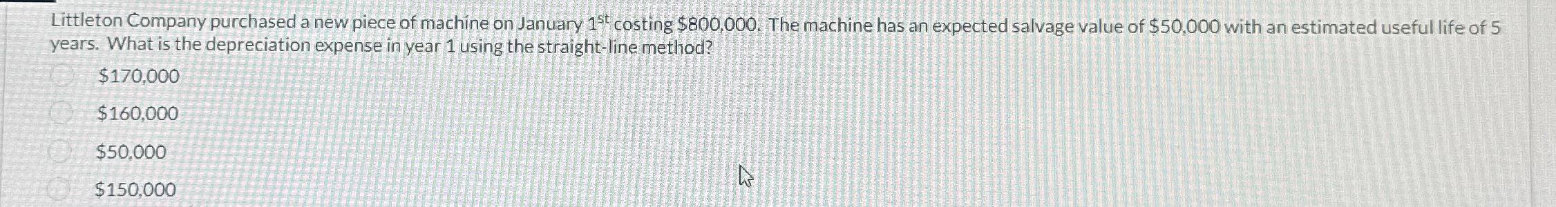 Solved Littleton Company purchased a new piece of machine on | Chegg.com