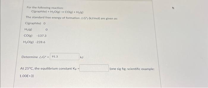 Solved For the following reaction: [ mathrm{C}( ext { | Chegg.com