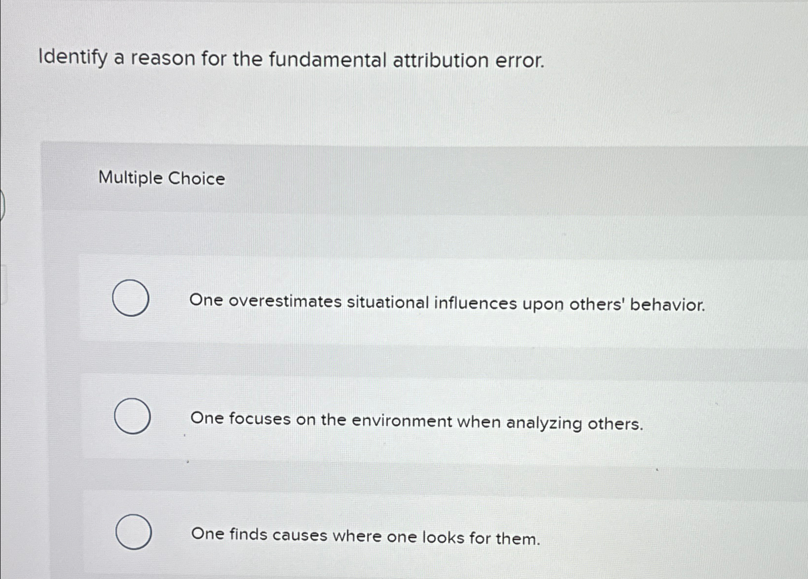 Solved Identify a reason for the fundamental attribution | Chegg.com