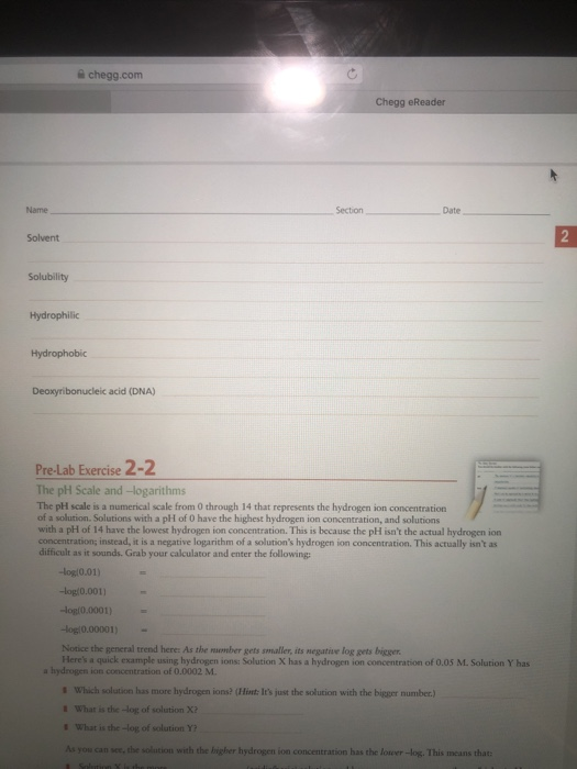 Solved chegg.com Chegg eReader Name Section Date Solvent 2 | Chegg.com