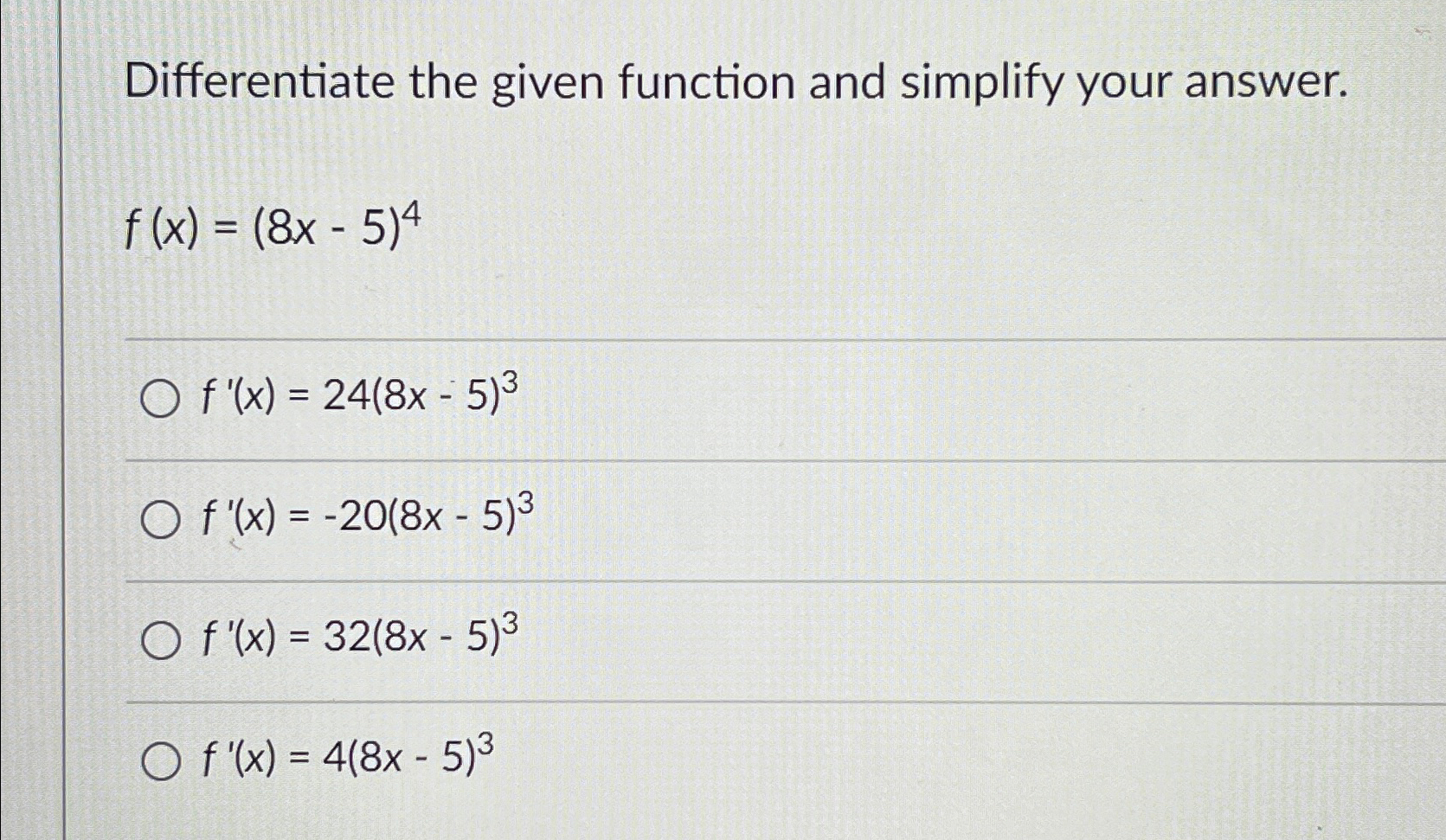 Solved Differentiate the given function and simplify your | Chegg.com