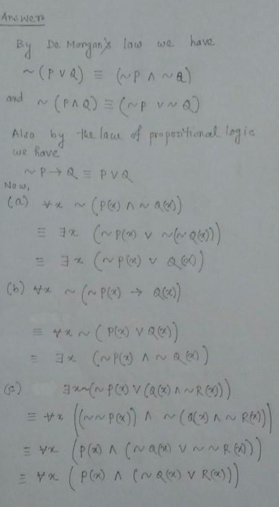 Solved PROBLEM 2 Use De Morgan's law for quantified | Chegg.com