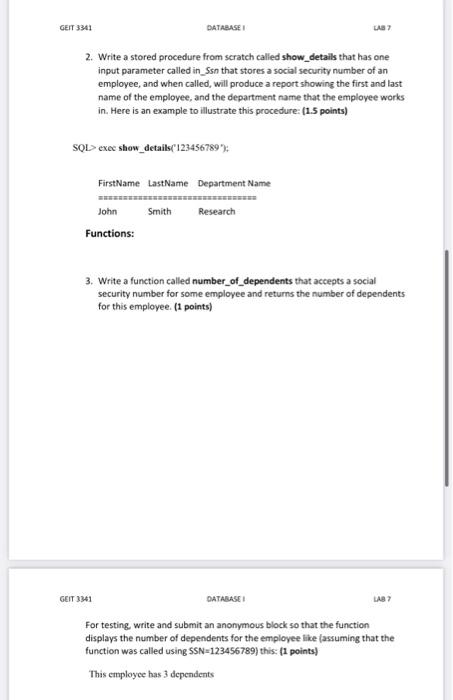 Solved 2. Write a stored procedure from scratch called | Chegg.com