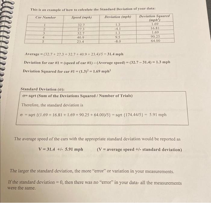 Solved h Speed (mph). Part II - Do Columns Dev and Dev 2This | Chegg.com