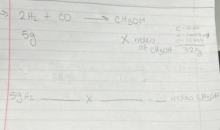 Solved 2H2+CO CH3OH | Chegg.com