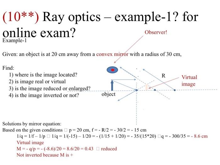 Solved (10**) Ray optics - example-1? for online exam? | Chegg.com