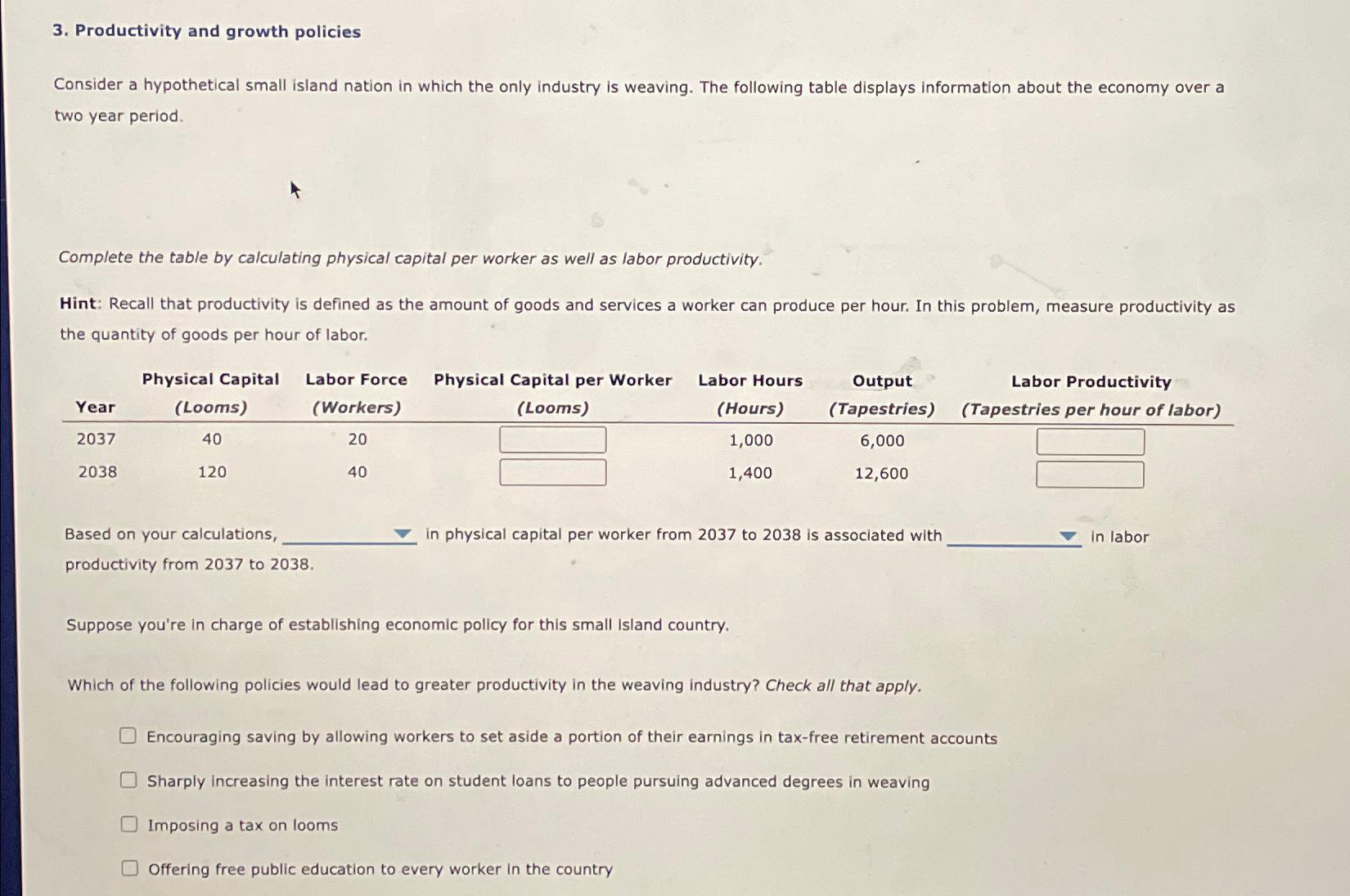 Solved Productivity and growth policiesConsider a | Chegg.com