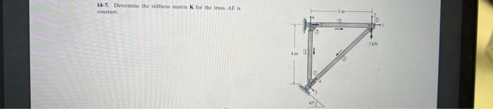 Solved 14-7. Determine the stifirtess matrix K for the tress | Chegg.com