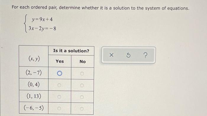 Solved For each ordered pair, determine whether it is a | Chegg.com