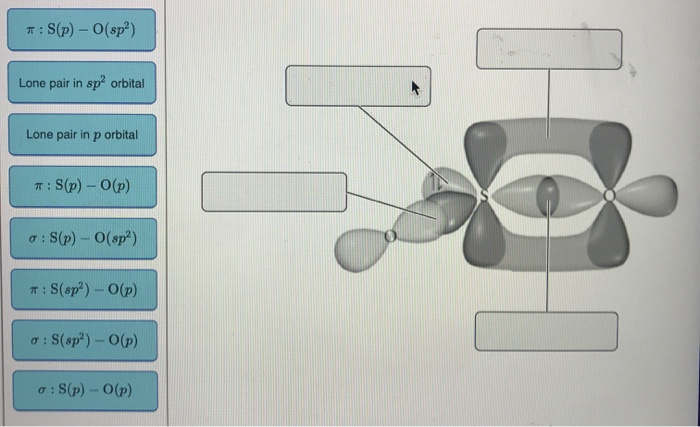 Solved : S(p) - O(sp) Lone pair in sp2 orbital Lone pair in | Chegg.com