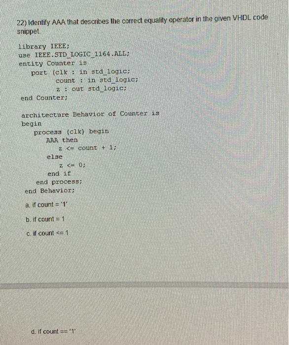 Solved 22) Identify AAA that describes the correct equality | Chegg.com