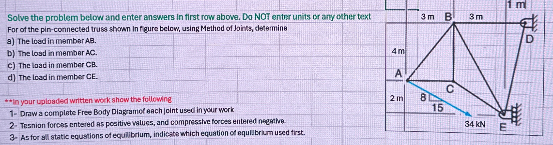 Solved Solve the problem below and enter answers in first | Chegg.com