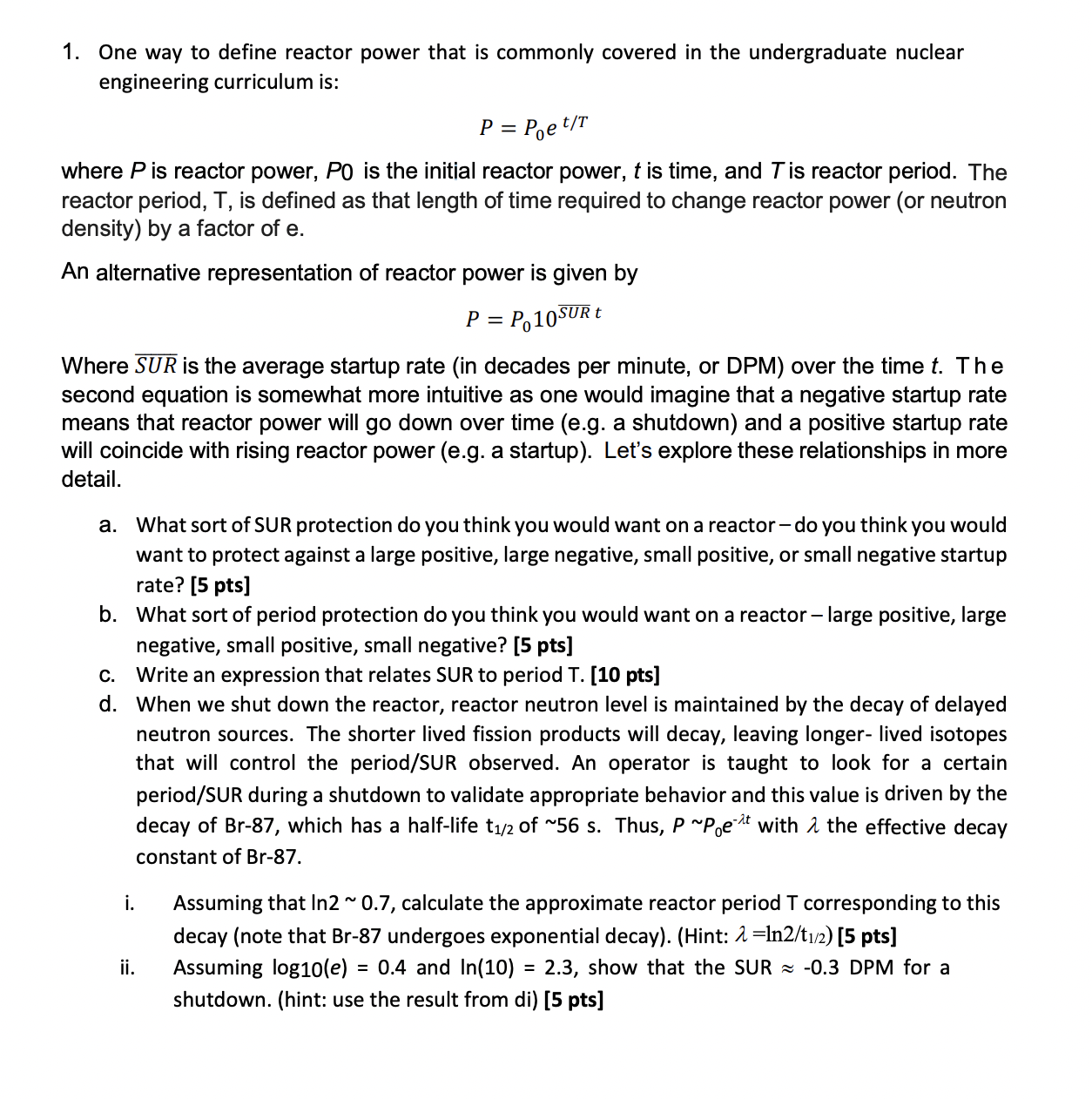 Solved One way to define reactor power that is commonly | Chegg.com