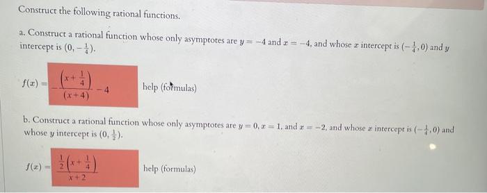 Solved Construct the following rational functions. a. | Chegg.com