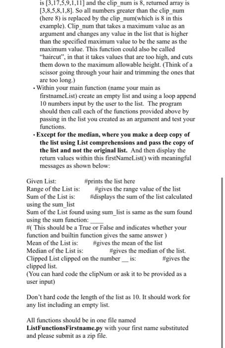 Solved Assignment 8 - Lists List Operations: Write the | Chegg.com