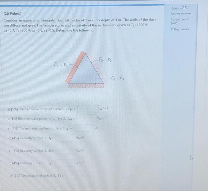 Solved (20 points) Consider an equilateral triangular duct | Chegg.com