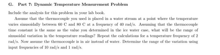 G. Part 7: Dynamic Temperature Measurement Problem | Chegg.com
