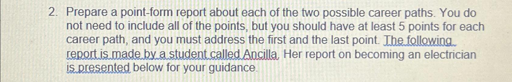 Solved Prepare a point-form report about each of the two | Chegg.com