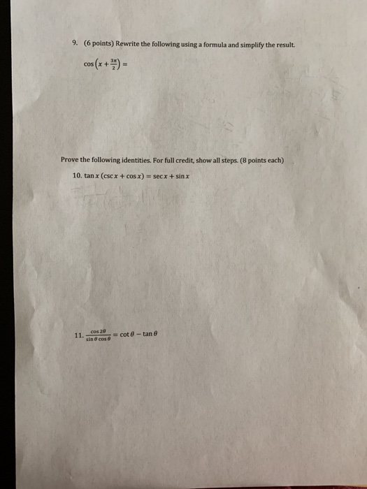 Solved 9. (6 points) Rewrite the following using a formula | Chegg.com