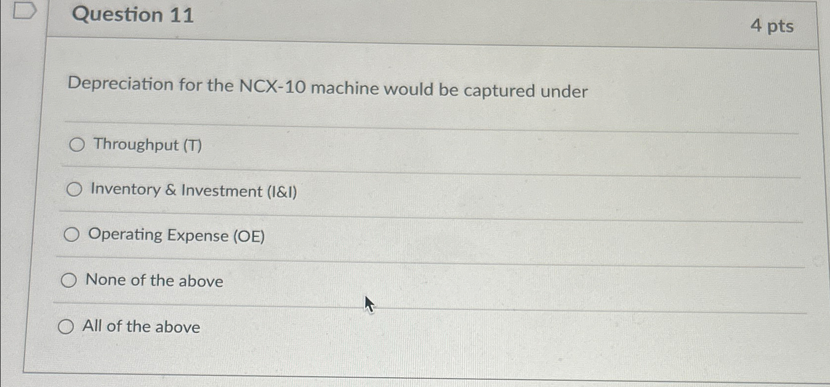 Solved Question 114ptsDepreciation for the NCX-10 ﻿machine | Chegg.com
