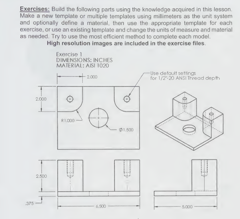 Solved Exercise 1 ﻿DIMENSIONS: INCHES MATERIAL: AISI | Chegg.com