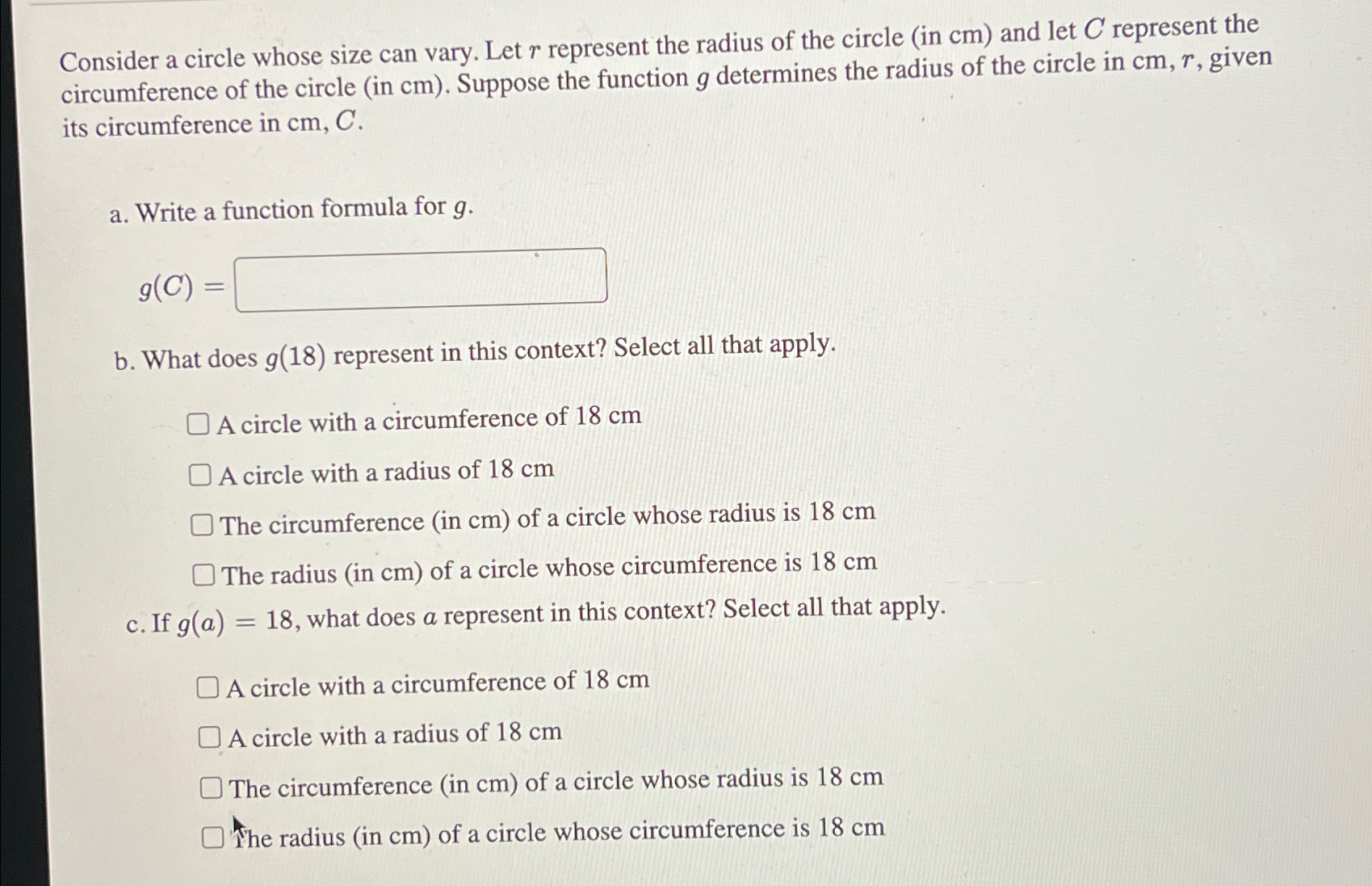 Solved Consider a circle whose size can vary. Let r | Chegg.com