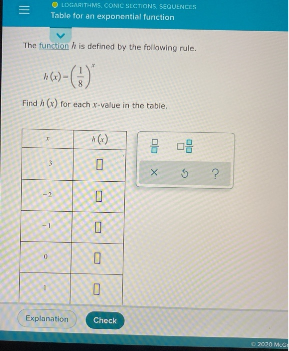 Solved LOGARITHMS, CONIC SECTIONS, SEQUENCES Table for an | Chegg.com