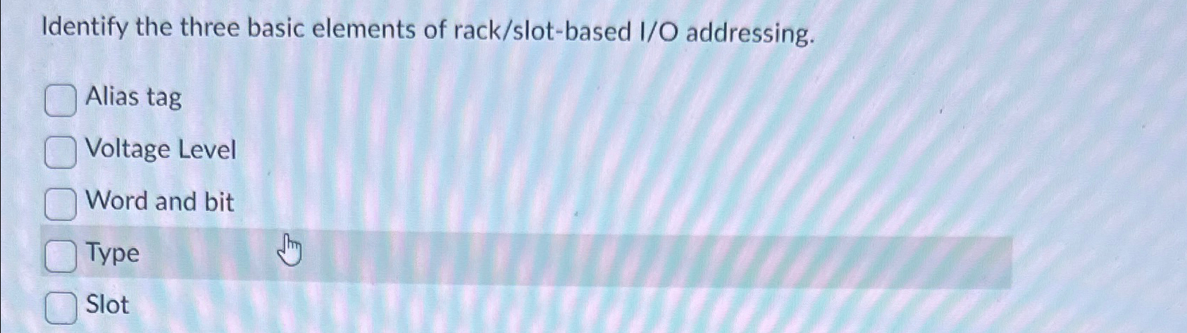 Solved Identify the three basic elements of rack/slot-based | Chegg.com