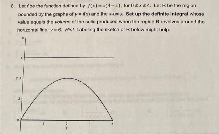 Solved 8. Let f be the function defined by f(x)=x(4−x), for | Chegg.com