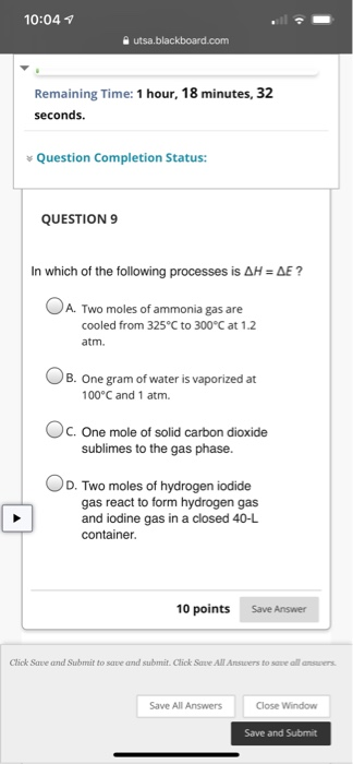 Solved 10:04 utsa.blackboard.com Remaining Time: 1 hour, 18 | Chegg.com