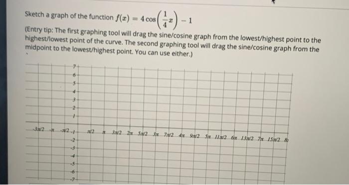 Solved •(-) - 1 Sketch a graph of the function f(x) = 4 cos | Chegg.com