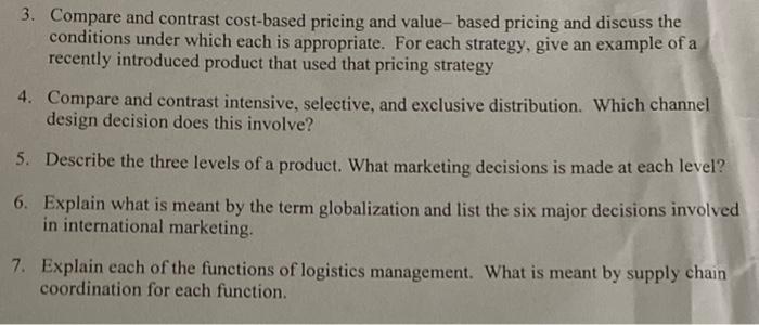 Solved 3. Compare and contrast cost-based pricing and | Chegg.com