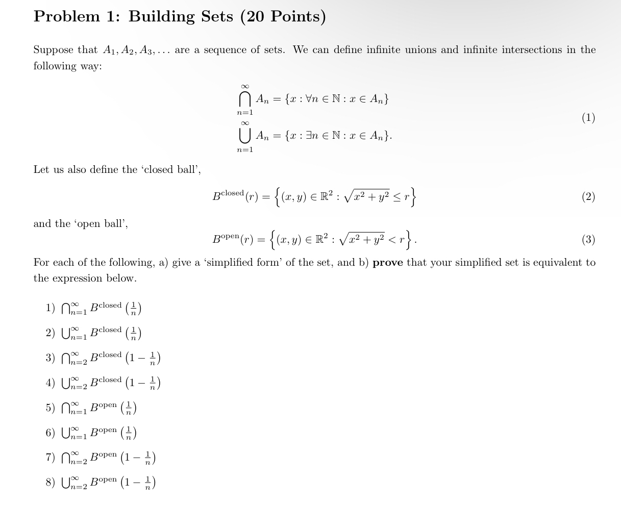 Solved Problem 1: Building Sets (20 ﻿Points)Suppose that | Chegg.com
