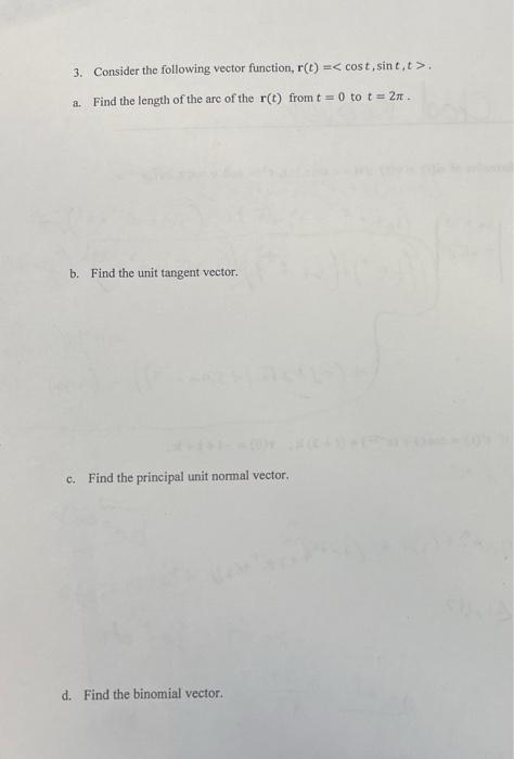 Solved Consider the following vector function, r(t)