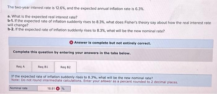 Solved The two-year interest rate is 12.6%, and the expected | Chegg.com