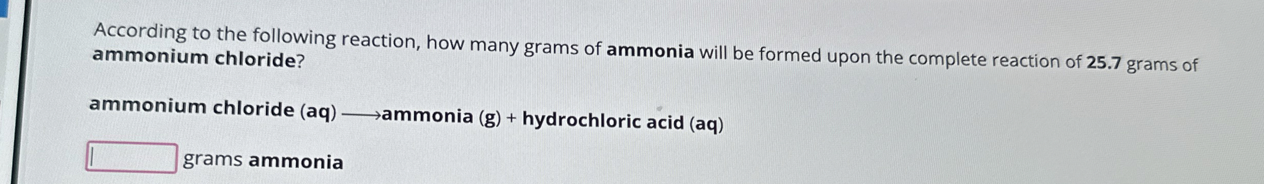 Solved According to the following reaction, how many grams | Chegg.com