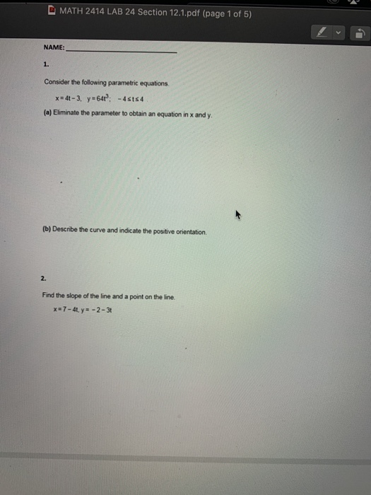 Solved D MATH 2414 LAB 24 Section 12.1.pdf (page 1 of 5) | Chegg.com