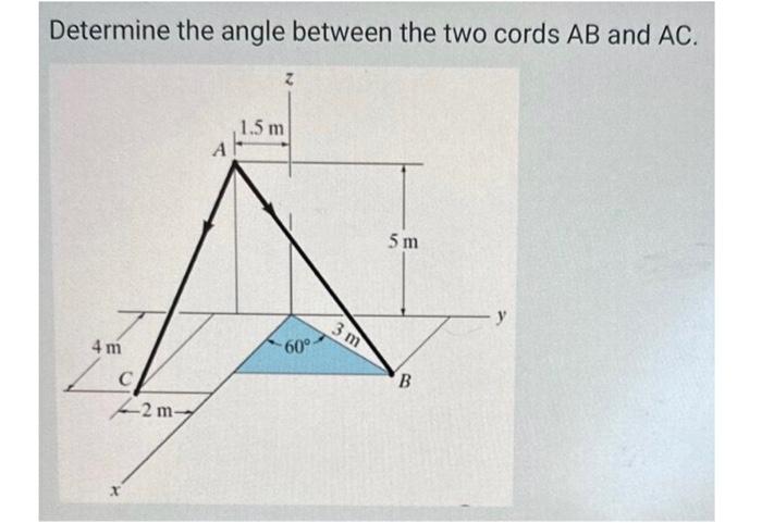Solved Determine the angle between the two cords AB and AC. | Chegg.com