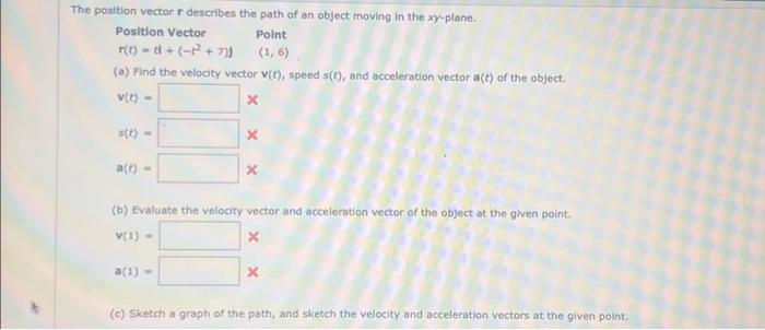 Solved The position vector r describes the path of an object | Chegg.com