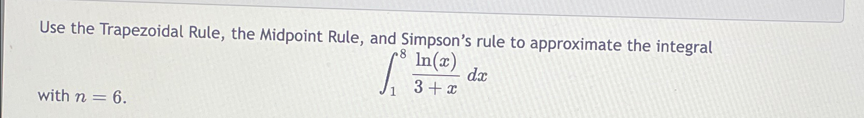 Solved Use the Trapezoidal Rule, the Midpoint Rule, and | Chegg.com