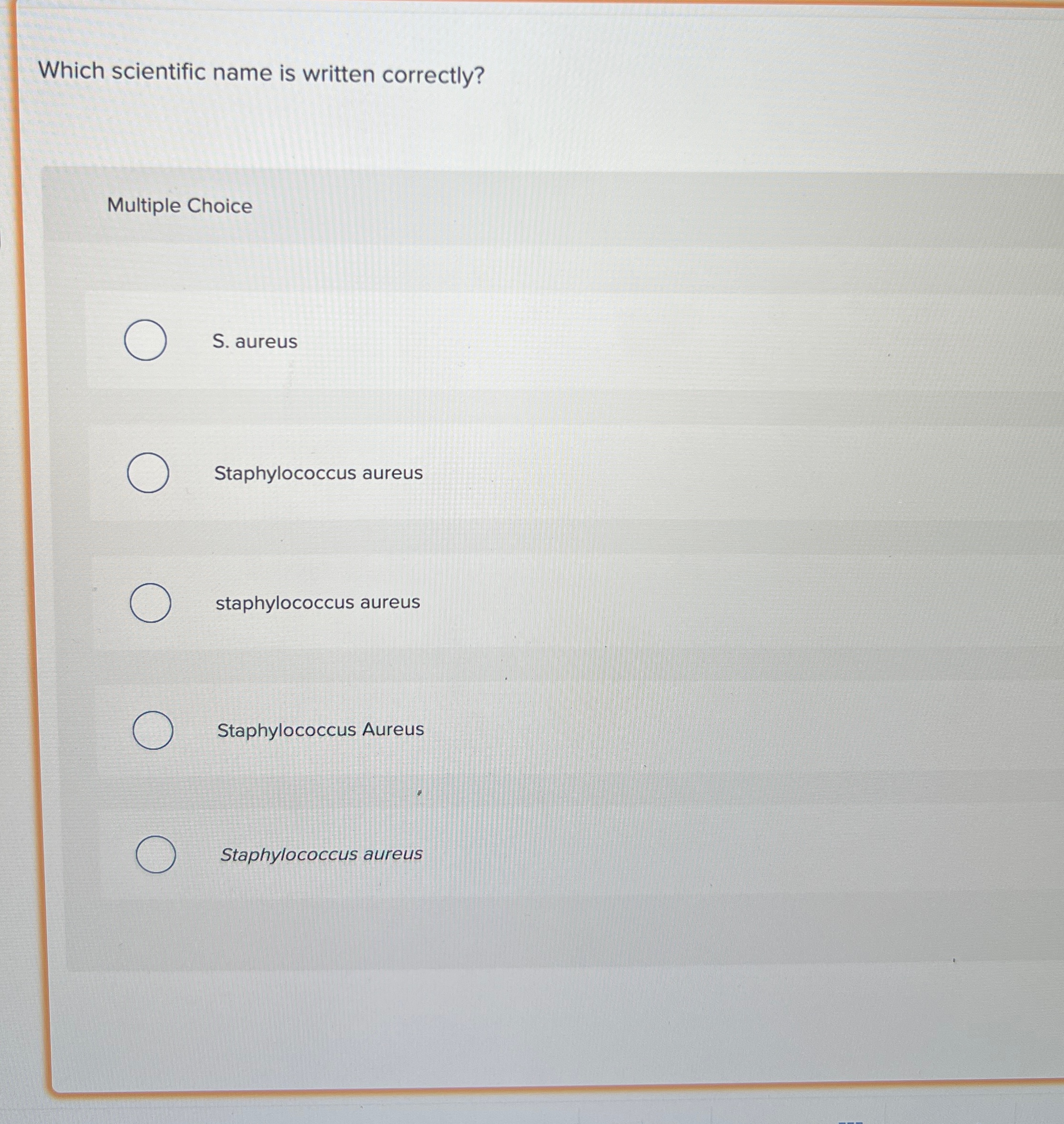 Solved Which scientific name is written correctly?Multiple | Chegg.com