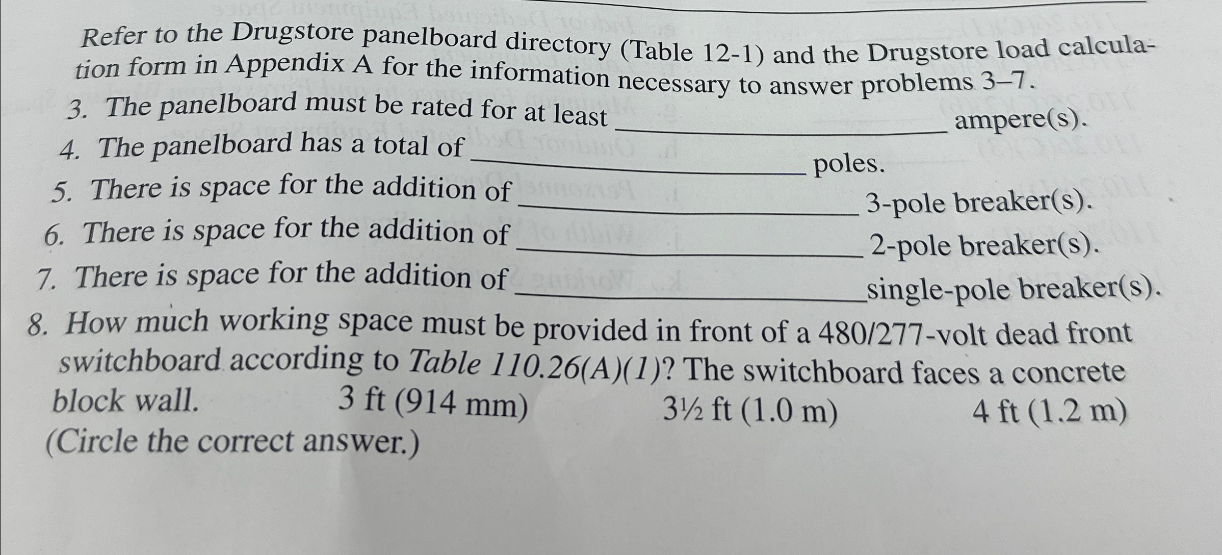 Solved Refer to the Drugstore panelboard directory (Table | Chegg.com