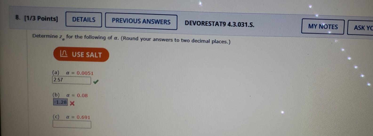 Solved 8. [1/3 Points] DETAILS PREVIOUS ANSWERS DEVORESTAT9 | Chegg.com