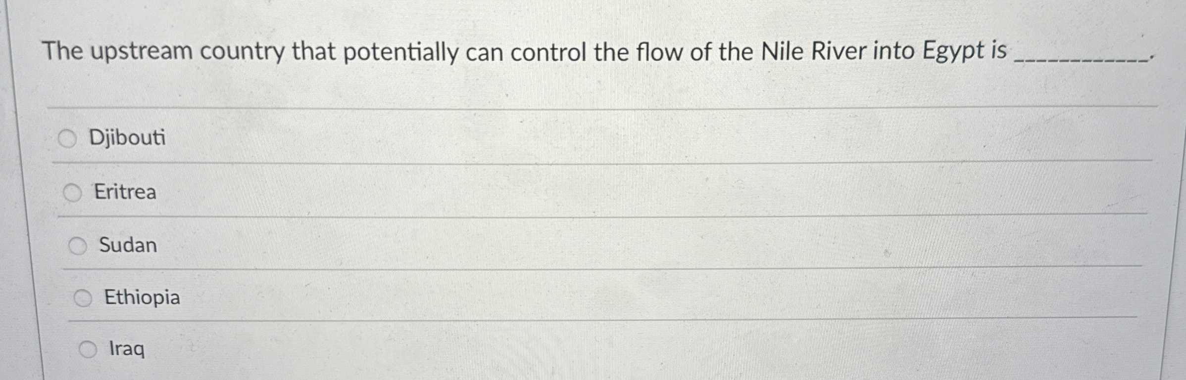 Solved The upstream country that potentially can control the | Chegg.com
