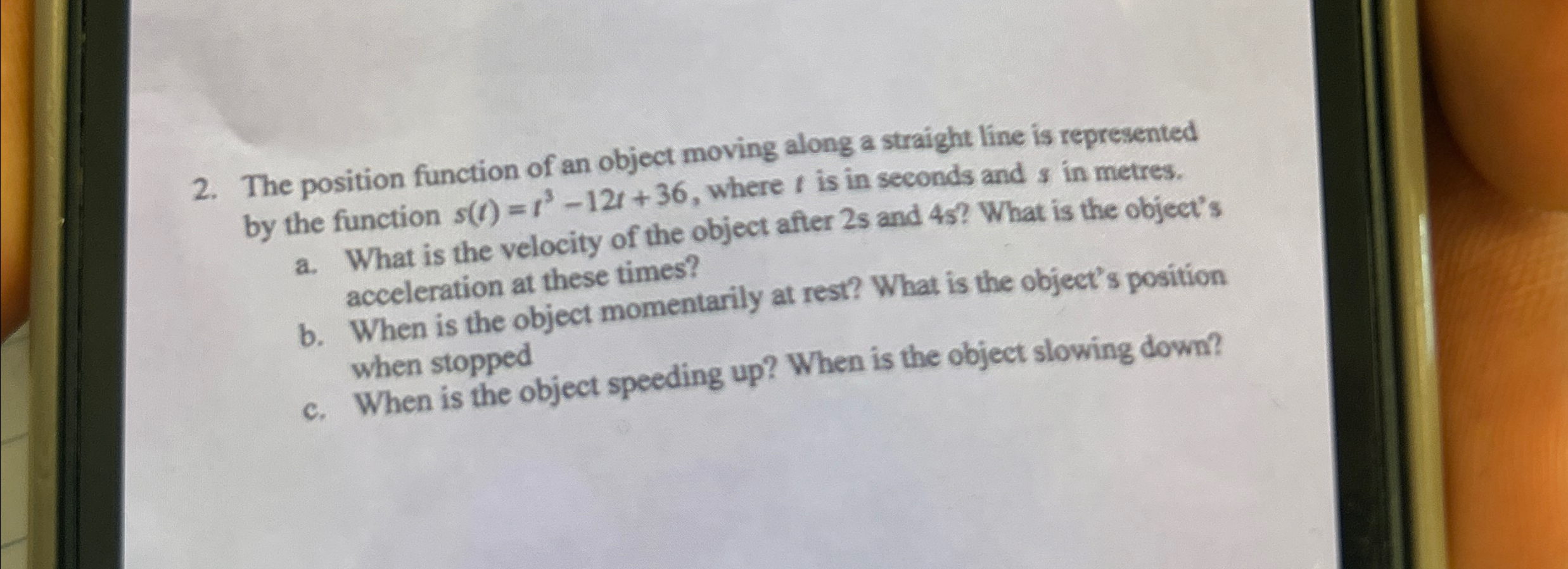Solved The position function of an object moving along a | Chegg.com