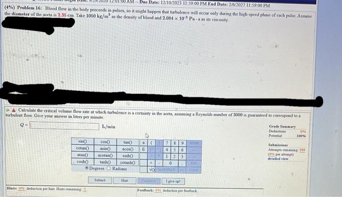 Solved (4\%) Problem 16: Blood flow in the body proceeds in | Chegg.com